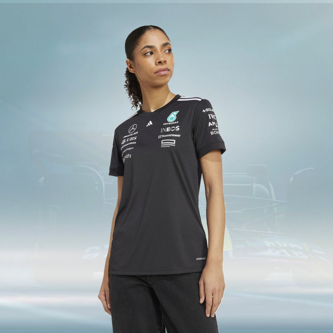 Mercedes AMG Petronas adidas F1 2025 Team Driver T-Shirt - Black ...