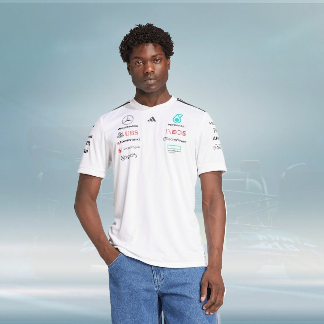 Mercedes AMG Petronas adidas F1 2025 Team Driver T-Shirt - White ...