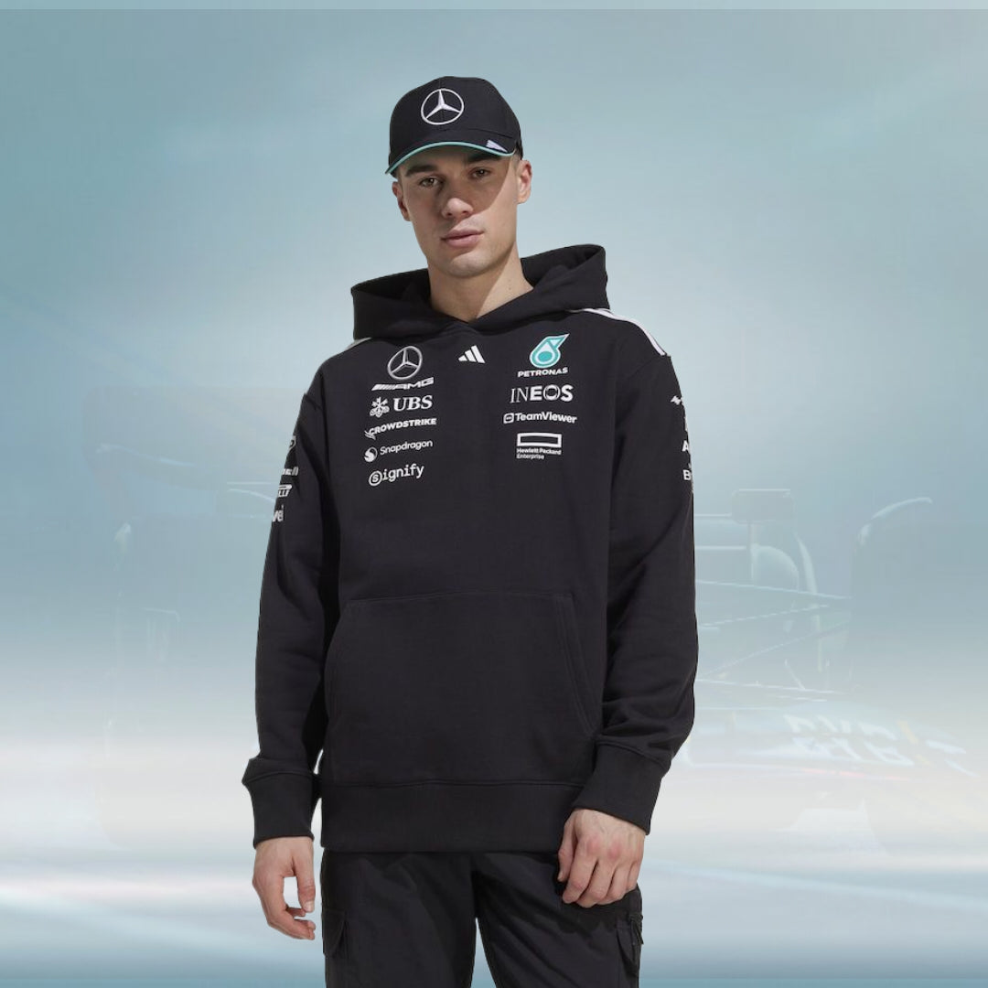 Mercedes AMG Petronas adidas F1 2025 Team Hoodie - Black – FormulaFit ...