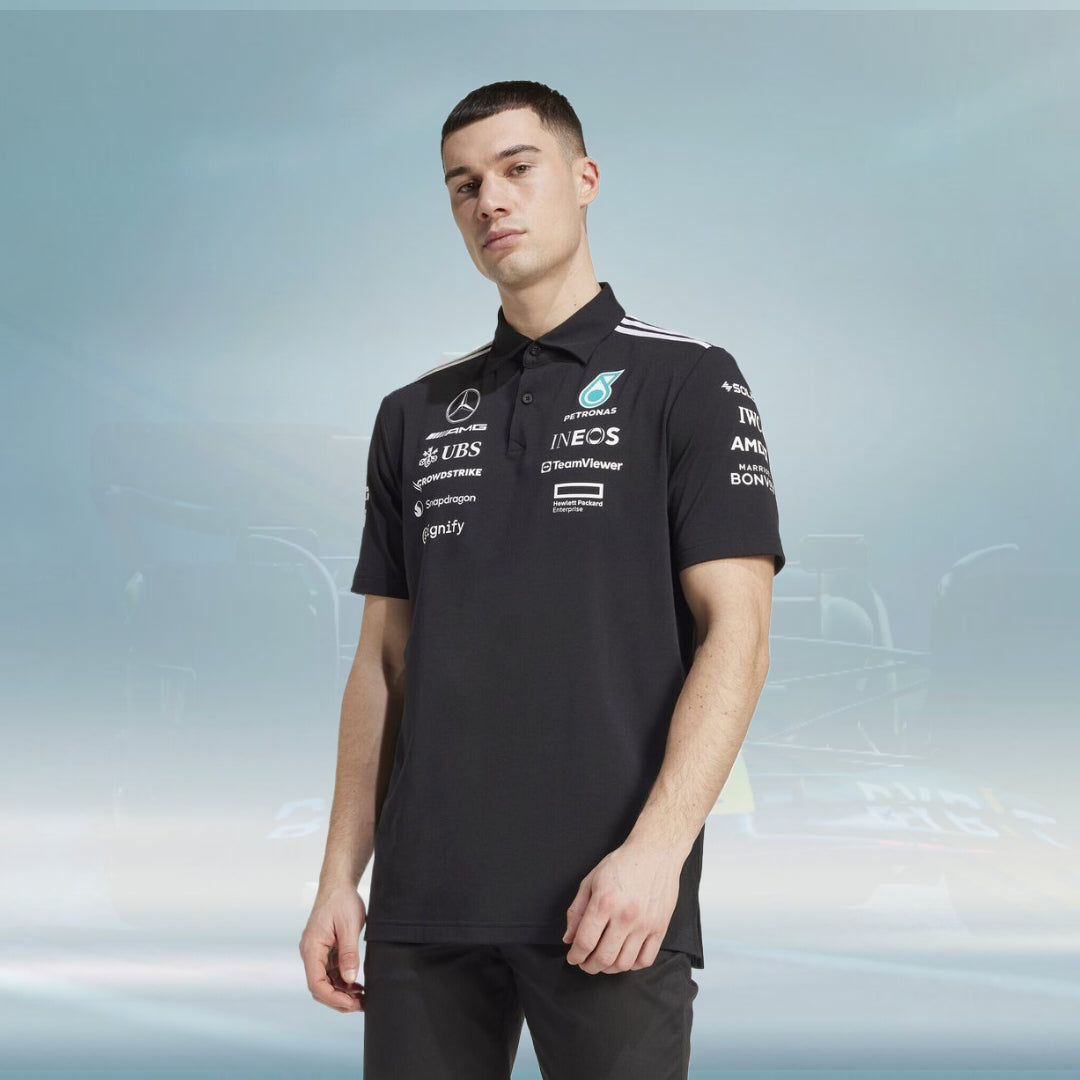 Mercedes AMG Petronas adidas F1 2025 Team Polo - Black – FormulaFit ...
